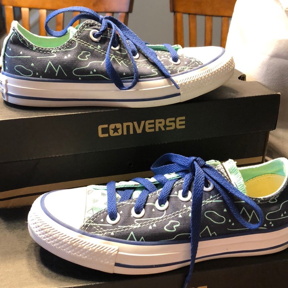 Converse | Shoes | Teal Navy Blue Triangle Design Lowtop Converse ...